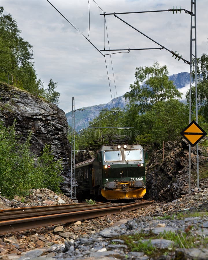 Flamsbana in Norway stock image. Image of railroad, green - 20413049