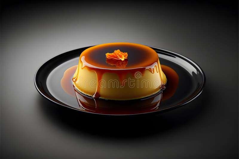 Flan on Black Background Created with Generative AI Technology Stock ...