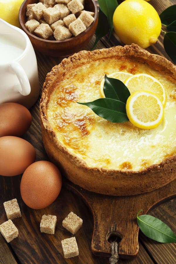 Flan case with lemon stock photo. Image of pastry, sweet - 81957302