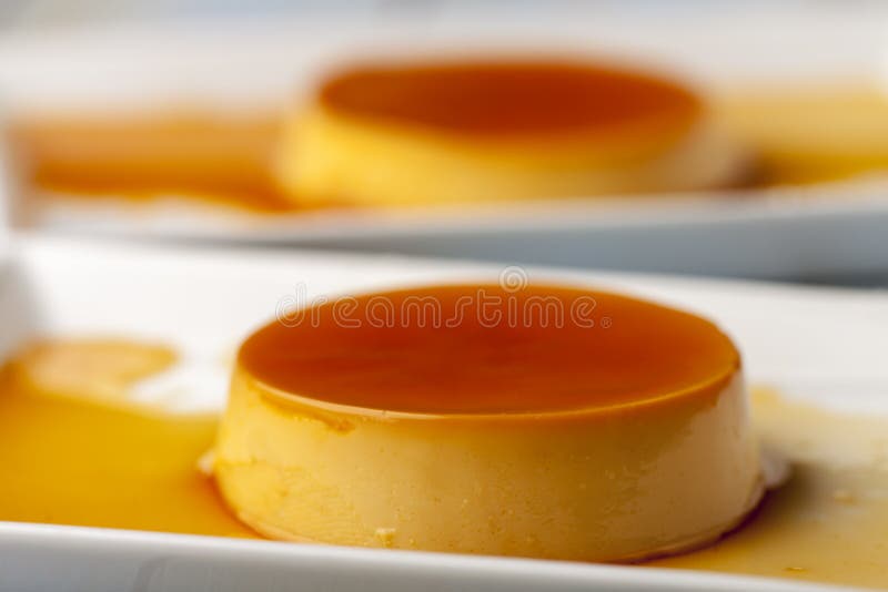 Flan stock image. Image of plate, syrup, cake, plates - 112214607