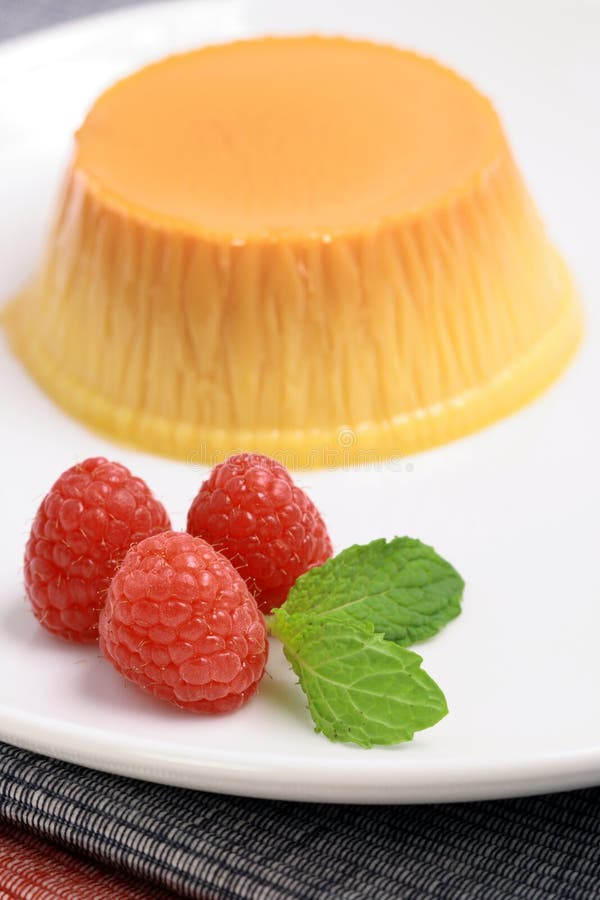 Flan dessert stock image. Image of sweet, flan, raspberry - 9896807