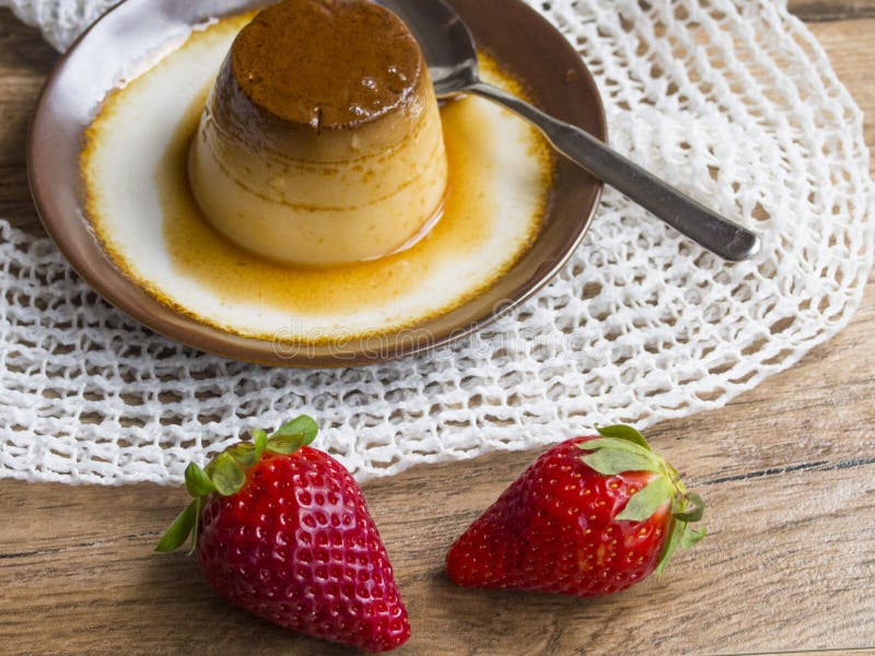 Flan in a plate stock image. Image of white, delicious - 115331055