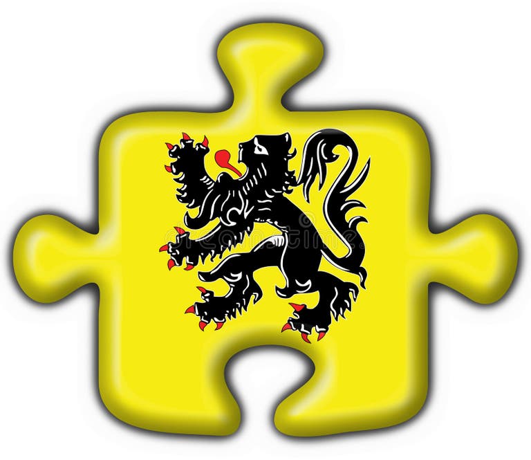 Flanders Button Flag Puzzle Shape Stock Illustration - Illustration of ...