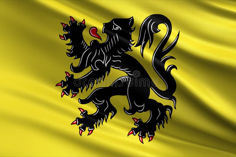 Flanders Flag with Fabric Texture, Official Colors, 3D Illustration ...