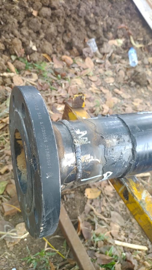 Flange welding at project stock image. Image of line - 286979305