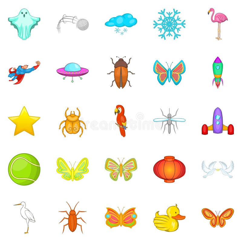 Flank Icons Set, Cartoon Style Stock Vector - Illustration of beetle ...