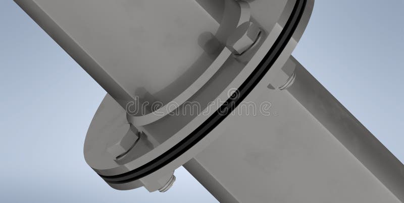 Flansche Mit Dichtung Und Rohr Des Dn 100 3d-Renderingmodells Stock ...