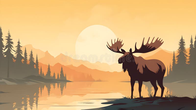 Flap Poster Design Illustration of a Moose. Modern and Minimalist Style ...