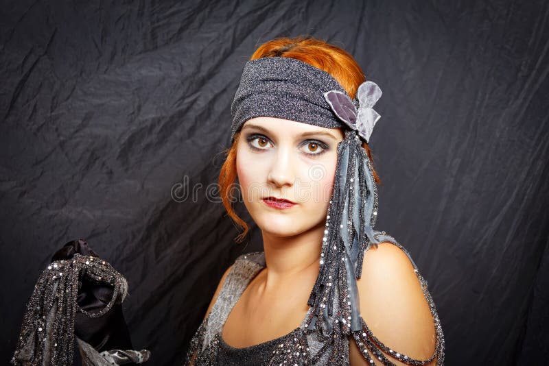 Flapper girl stock image. Image of makeup, model, attractive - 60439275