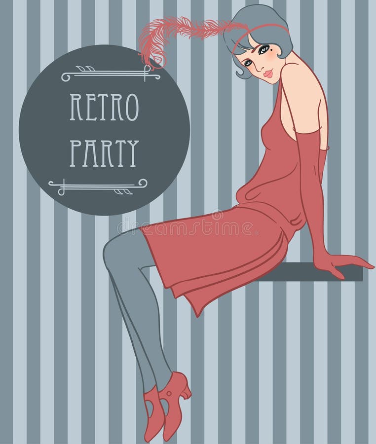 Retro Party Invitation Design in 20 S Style Stock Illustration ...
