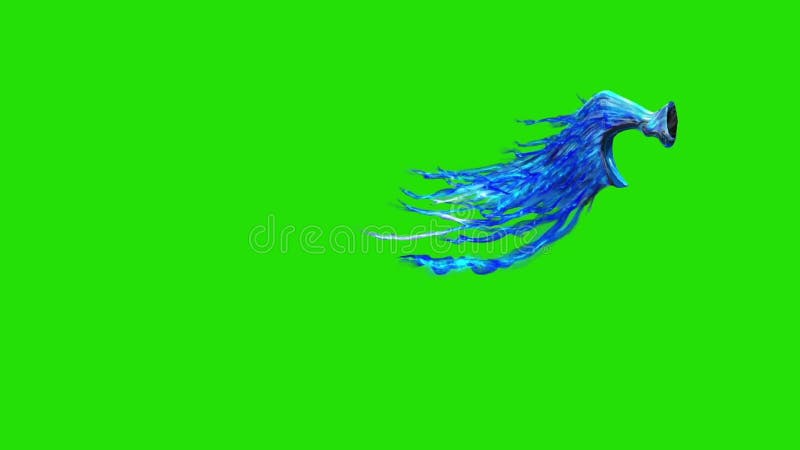 Flapping Blue Feathered Wings Side Green Screen 3D Rendering Animation ...