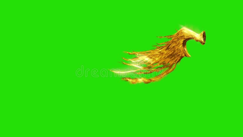 Flapping Gold Feathered Wings Side Green Screen 3D Rendering Animation ...