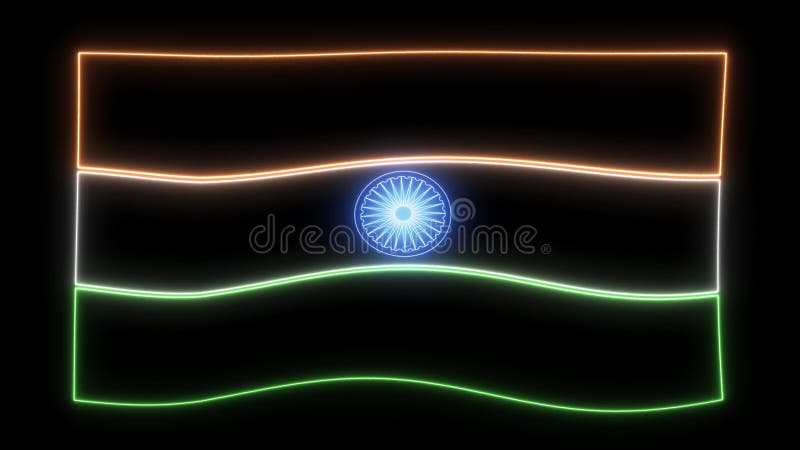 A Flapping Neon Flag of India in an Endless Loop. Stock Footage - Video ...
