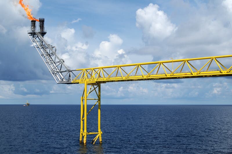 Flare Boom on Offshore Oil Rig Stock Image - Image of flare, petroleum ...