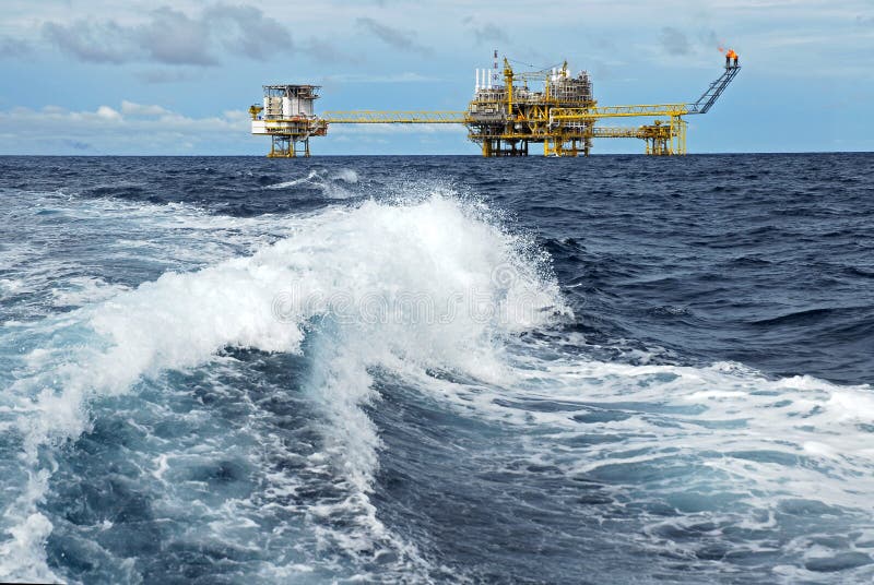 The Gas Flare is on the Offshore Oil Rig Stock Image - Image of ...