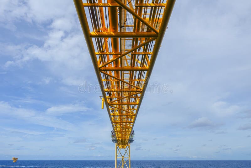 Flare Bridge from Gas Production Platform in Offshore Stock Photo ...