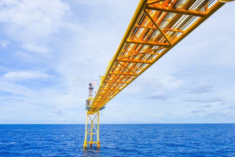 Flare Bridge from Gas Production Platform in Offshore Stock Photo ...