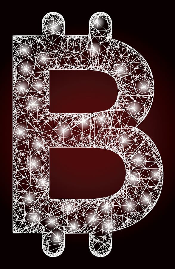 Glowing Network Mesh Bitcoin with Light Spots Stock Vector ...