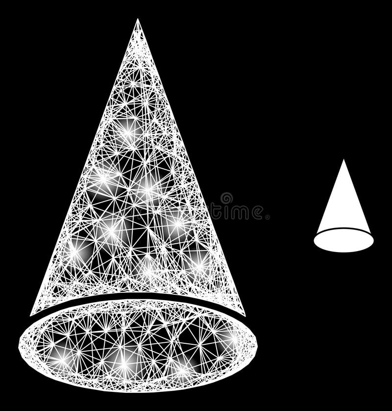 Shining Network Mesh Cone Figure with Light Spots Stock Vector ...