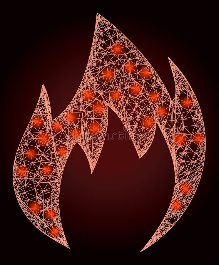 Bright Hatched Mesh Fire Flame with Light Spots Stock Vector ...