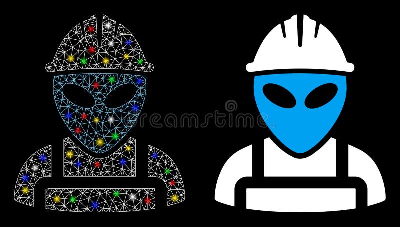 Flare Mesh Wire Frame Alien Worker Icon with Flare Spots Stock ...