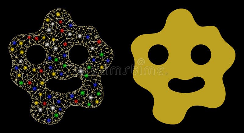 Flare Mesh Wire Frame Ameba Icon with Flare Spots Stock Vector ...