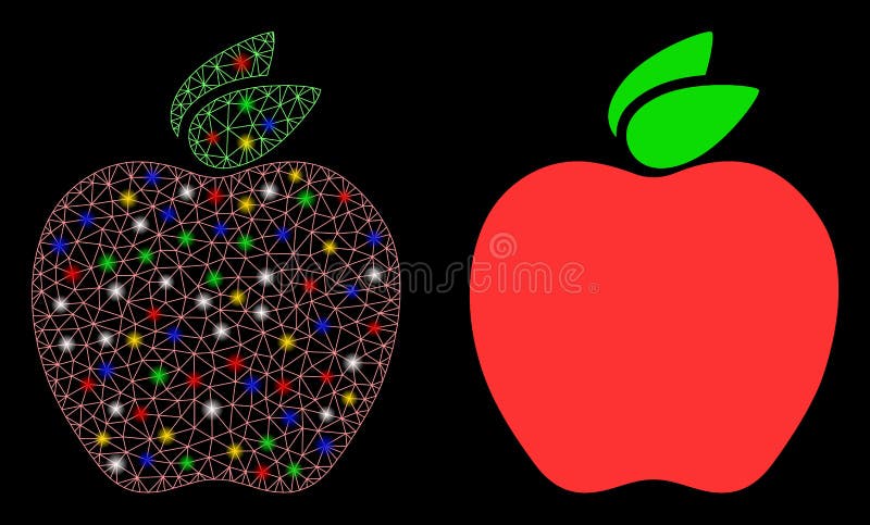 Flare Mesh 2D Apple Icon with Flare Spots Stock Vector - Illustration ...