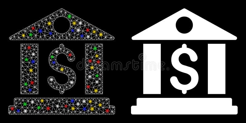 Glowing Mesh Network Bank Office Icon with Flash Spots Stock Vector ...