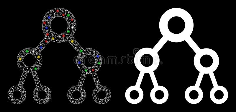 Bright Mesh Carcass Binary Tree Icon with Flare Spots Stock Illustration - Illustration of ...