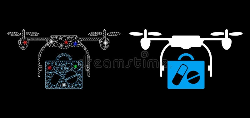 Flare Mesh Carcass Airdrone Pharmacy Delivery Icon with Flare Spots ... Flare Mesh Carcass Airdrone Pharmacy Delivery Icon with Flare Spots ...