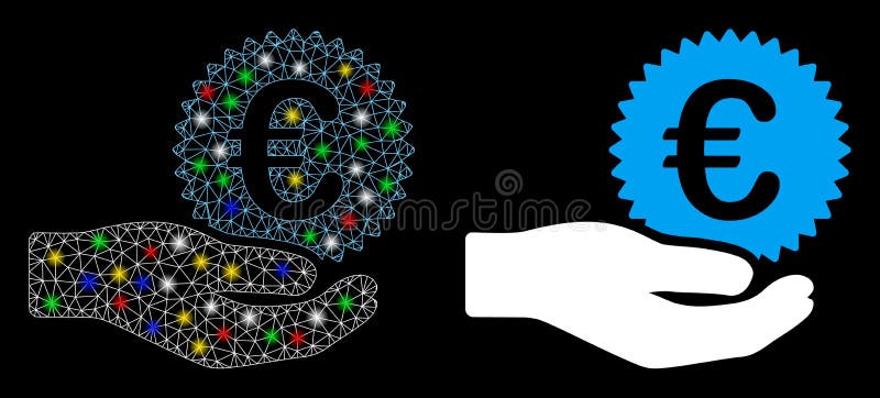Flare Mesh Carcass Euro Coin Offer Hand Icon with Flare Spots Stock ... Flare Mesh Carcass Euro Coin Offer Hand Icon with Flare Spots Stock ...
