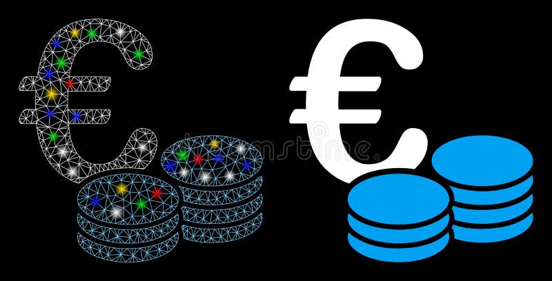 Flare Mesh Carcass Euro Coin Stacks Icon with Flare Spots Stock Vector ... Flare Mesh Carcass Euro Coin Stacks Icon with Flare Spots Stock Vector ...