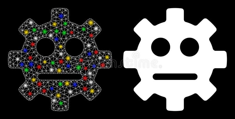 Flare Mesh Carcass Gear Pity Smiley Icon with Flash Spots Stock Vector ... Flare Mesh Carcass Gear Pity Smiley Icon with Flash Spots Stock Vector ...