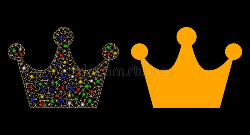 Flare Mesh Carcass Gold Crown Icon with Flare Spots Stock Vector ...