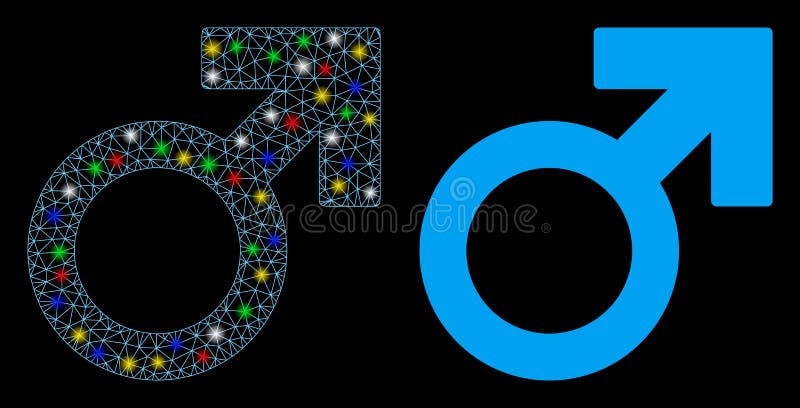 Flare Mesh Carcass Male Symbol Icon with Flare Spots Stock Vector ... Flare Mesh Carcass Male Symbol Icon with Flare Spots Stock Vector ...