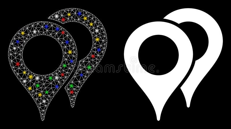 Flare Mesh Carcass Map Pointers Icon with Flare Spots Stock Vector ... Flare Mesh Carcass Map Pointers Icon with Flare Spots Stock Vector ...