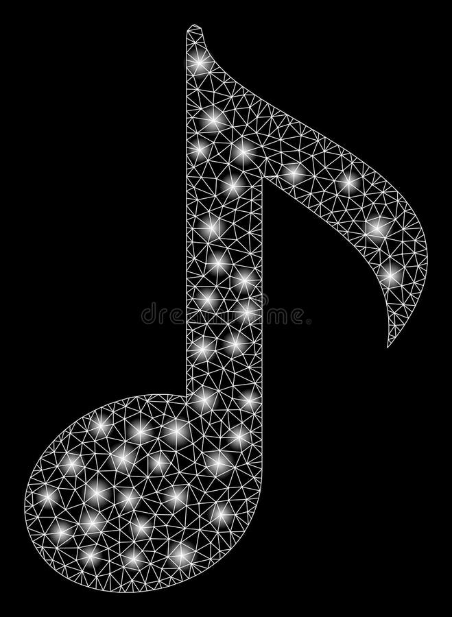 Flare Mesh Carcass Musical Note with Flare Spots Stock Vector ...