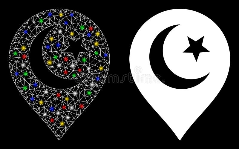 Flare Mesh Carcass Muslim Symbol Marker Icon with Flare Spots Stock ... Flare Mesh Carcass Muslim Symbol Marker Icon with Flare Spots Stock ...