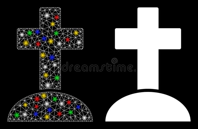Flare Mesh 2D Cemetery Cross Icon with Flare Spots Stock Vector ...