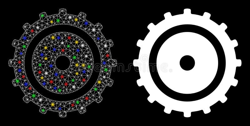 Flare Mesh 2D Cog Wheel Icon with Flare Spots Stock Vector ...