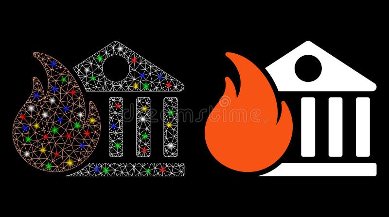 Flare Mesh 2D Bank Fire Conflagration Icon with Flash Spots Stock ...