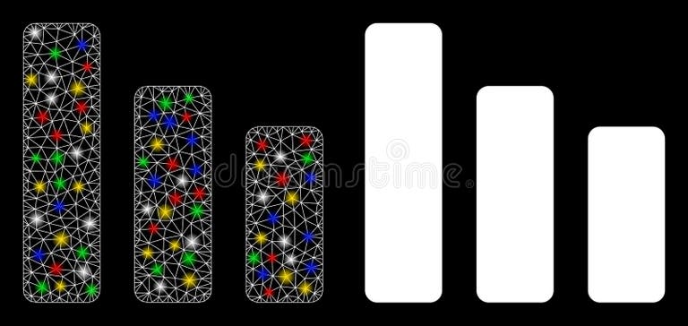 Flare Mesh 2D Bar Chart Decrease Icon with Flare Spots Stock Illustration - Illustration of mesh ...