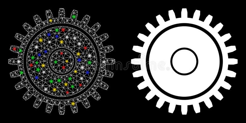 Flare Mesh 2D Cogwheel Icon with Flare Spots Stock Vector ...