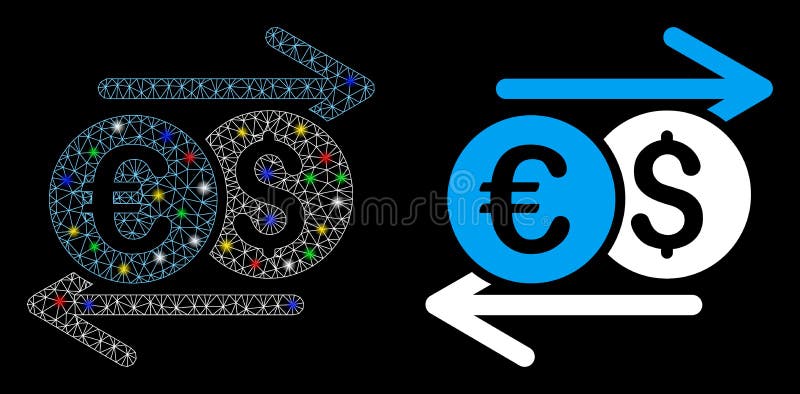 Flare Mesh 2D Currency Exchange Icon with Flash Spots Stock Vector ...