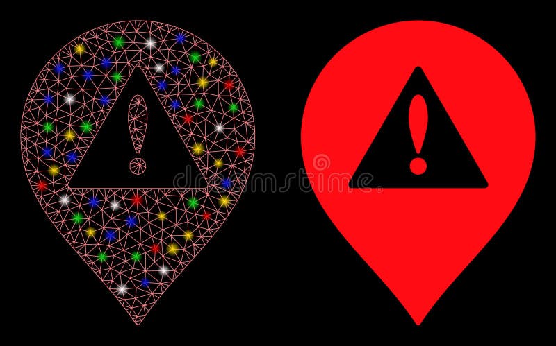 Flare Mesh 2D Danger Map Marker Icon with Flare Spots Stock Vector ...