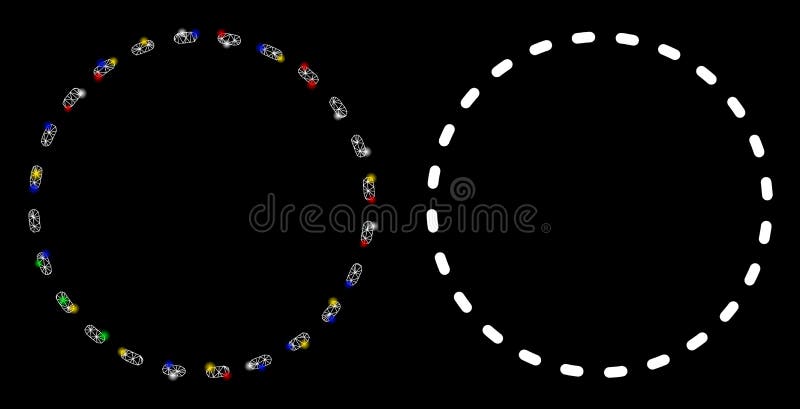 Flare Mesh 2D Dashed Circle with Color Flare Spots Stock Vector ...