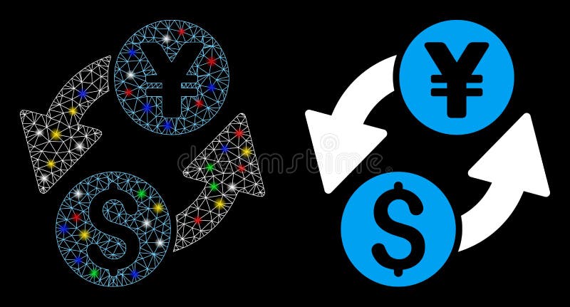 Flare Mesh 2D Dollar Yen Exchange Icon with Flare Spots Stock Vector ...