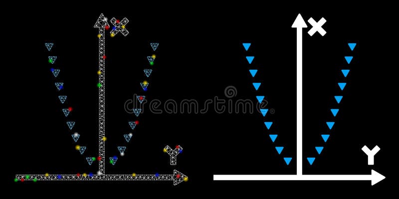 Flare Mesh 2D Dotted Parabola Plot Icon with Flare Spots Stock Vector ...