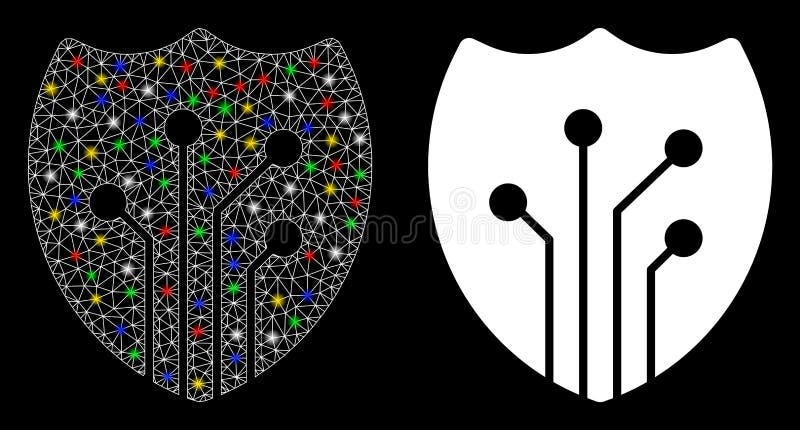 Flare Mesh 2D Electronic Shield Icon with Flare Spots Stock Vector ...
