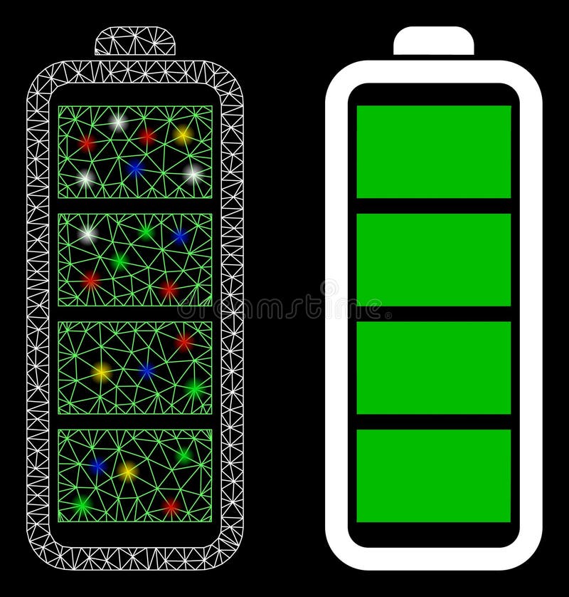Flare Mesh 2D Full Battery Icon with Flare Spots Stock Vector ...